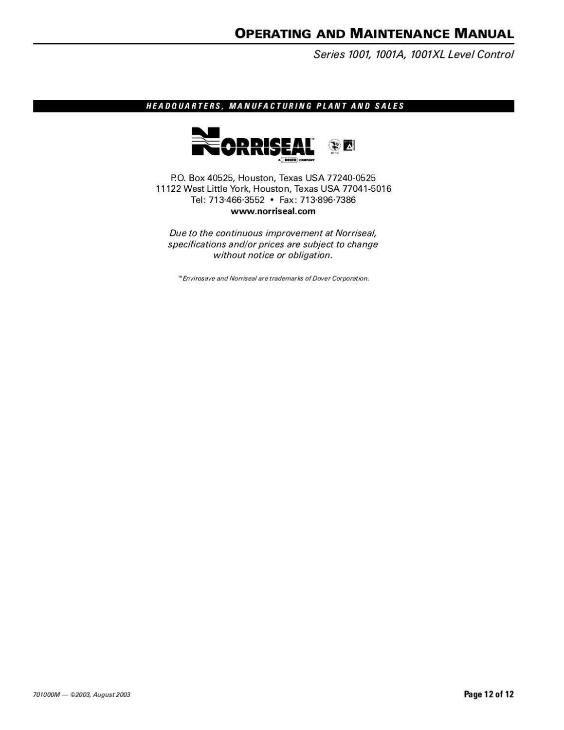 1001~1001A~1001XL Controller Operations Manual by RMC Process Controls ...
