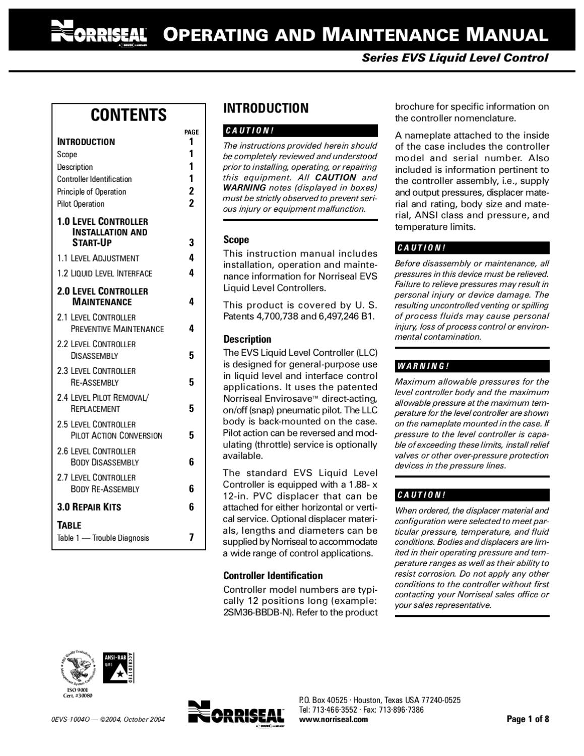 EVS Operation & Parts Manual less Pilot Parts by RMC Process Controls ...