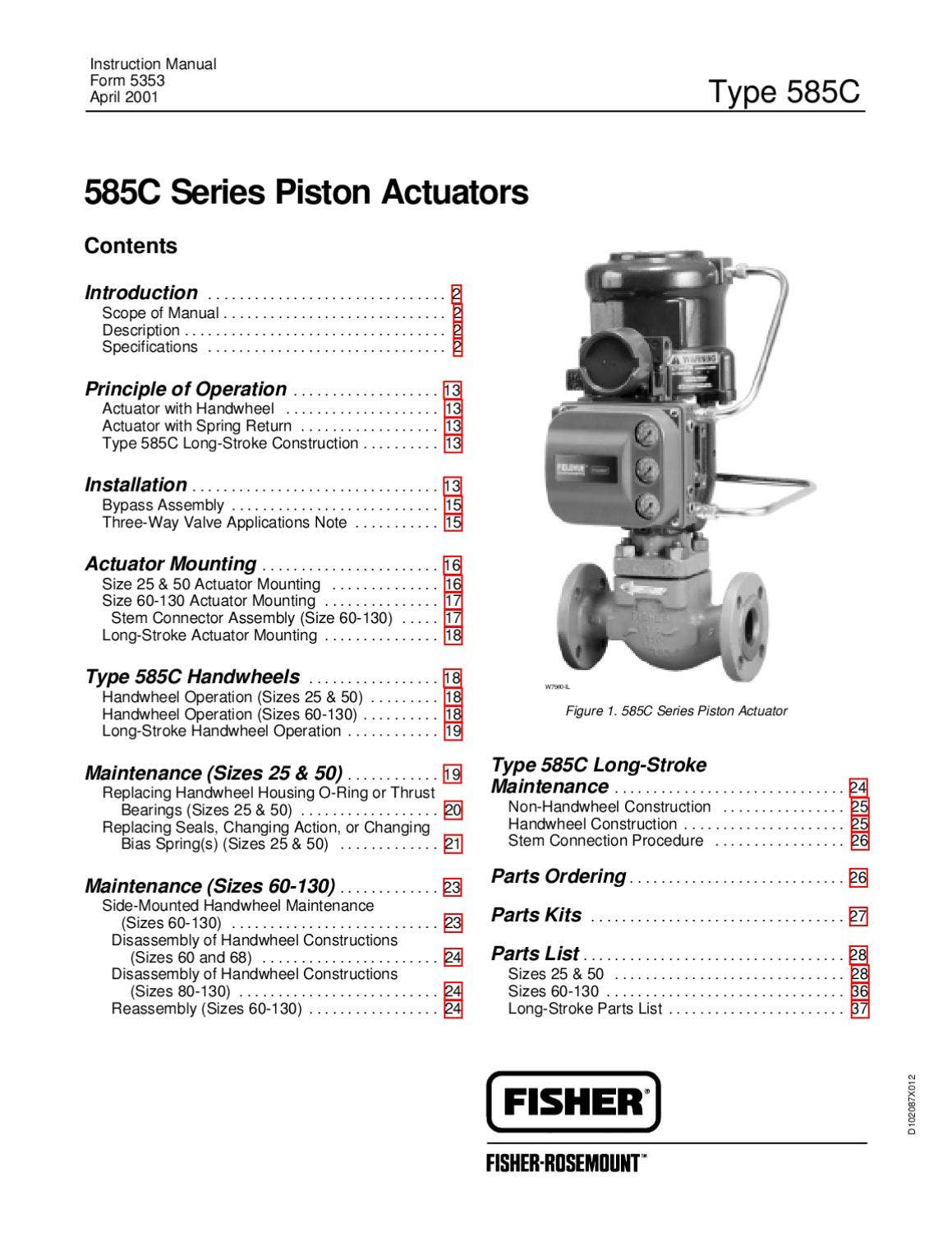 585C Actuator Manual Instruction Manual by RMC Process Controls ...