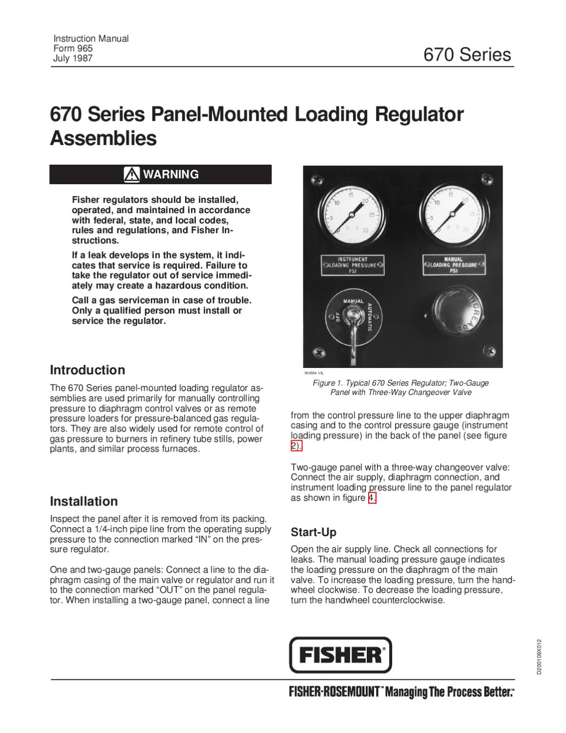 670 Panel Mount Regulator Instruction Manual by RMC Process Controls ...