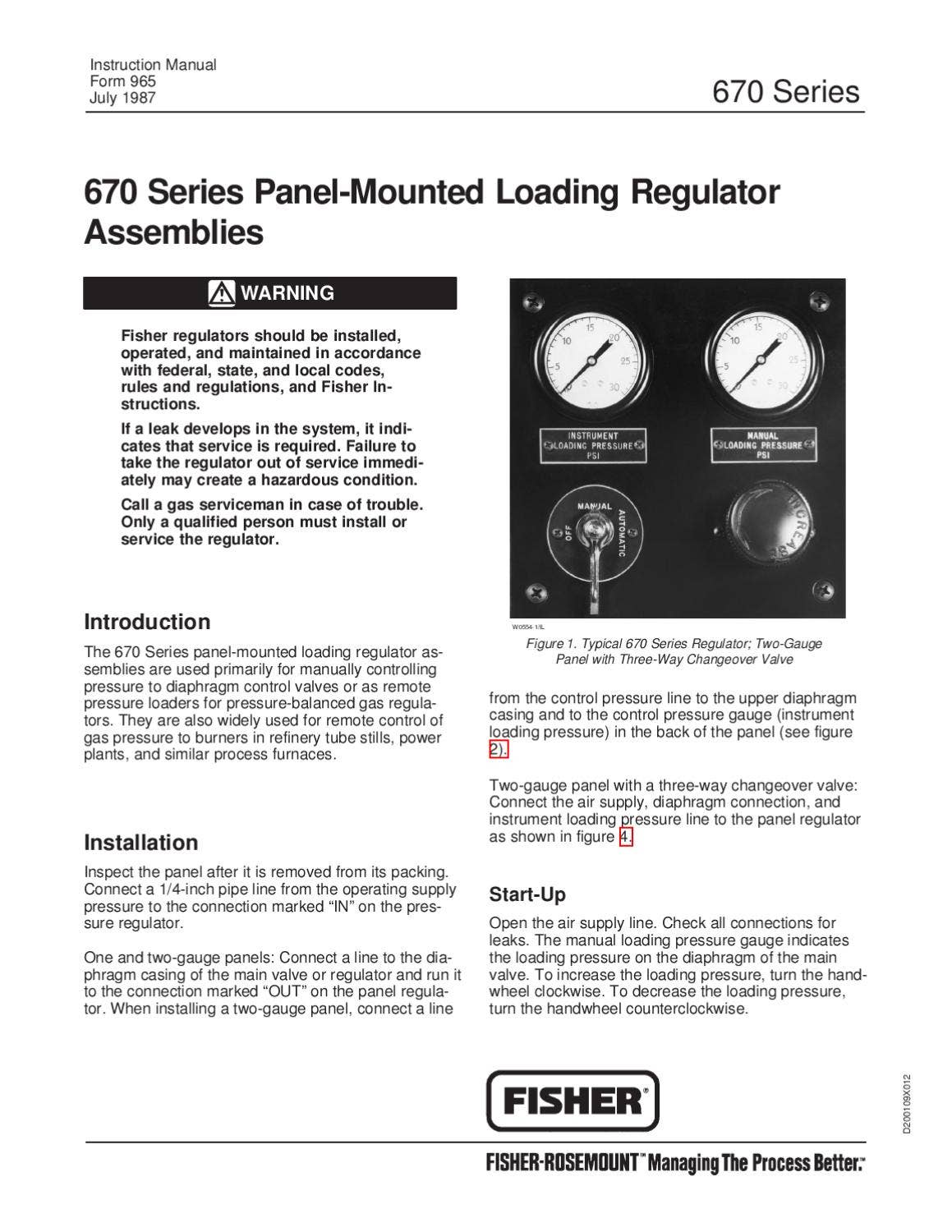 670 Panel Mount Regulator Instruction Manual by RMC Process Controls ...