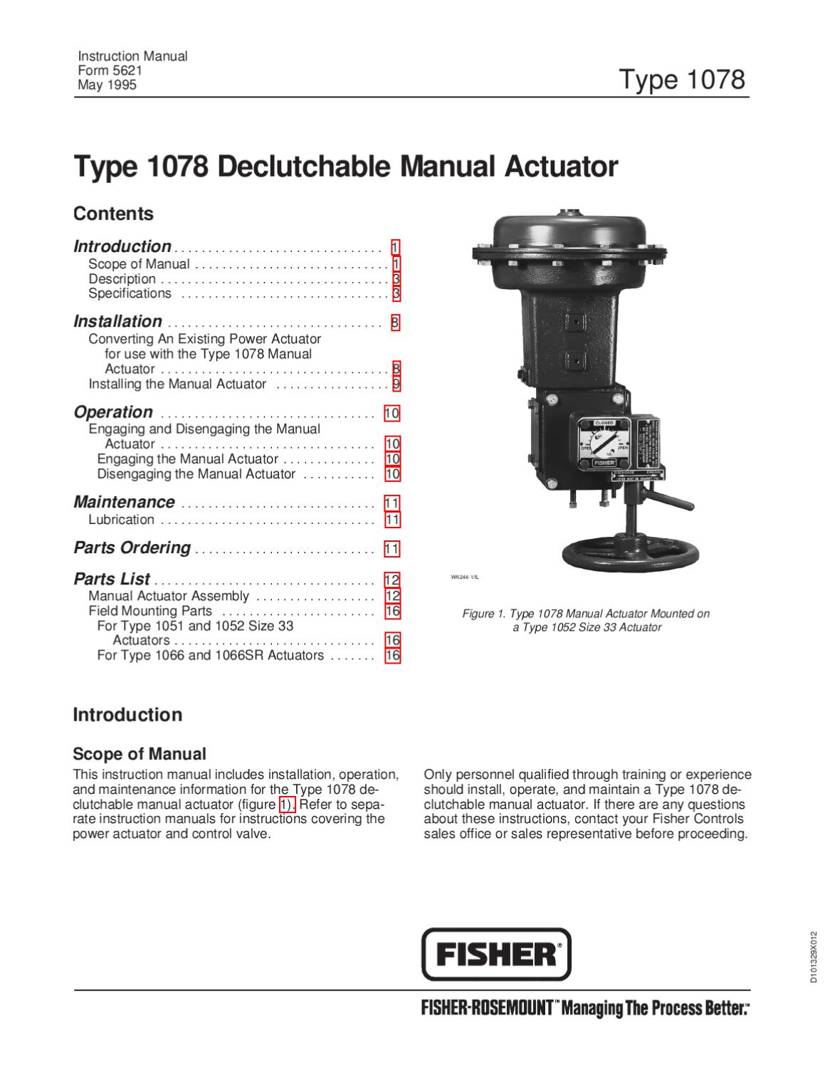 1078 Actuator Instruction Manual by RMC Process Controls & Filtration ...
