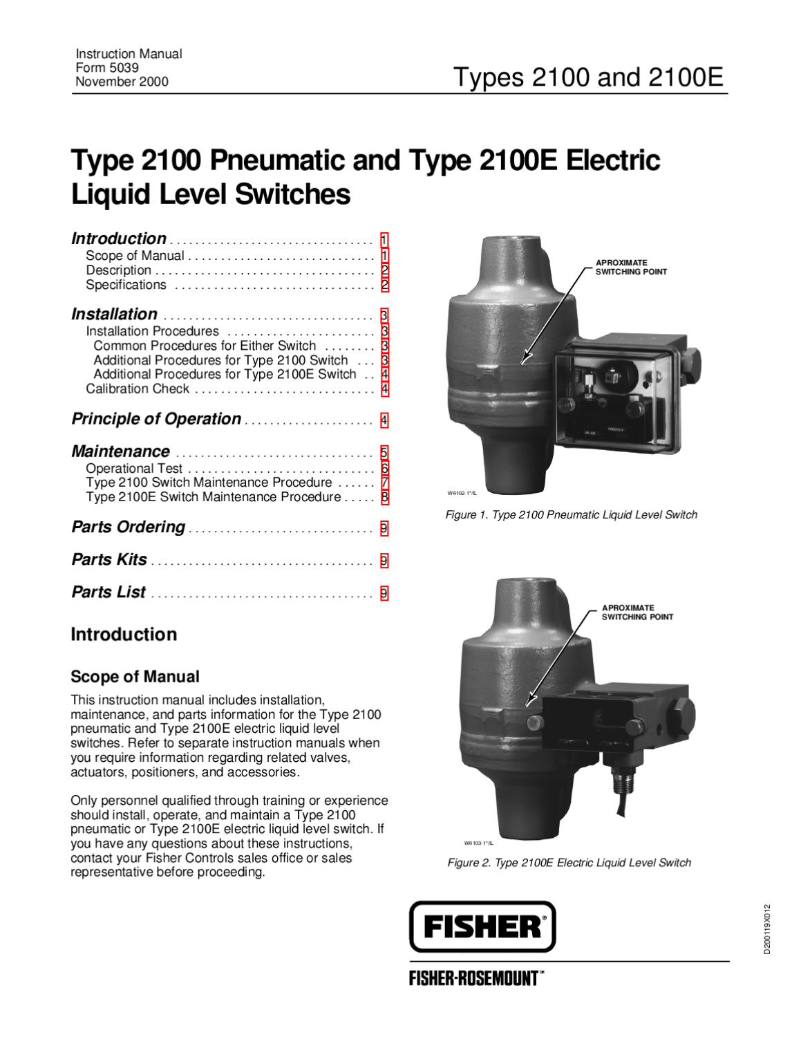 2100~2100E Level Switch Instruction Manual by RMC Process Controls ...