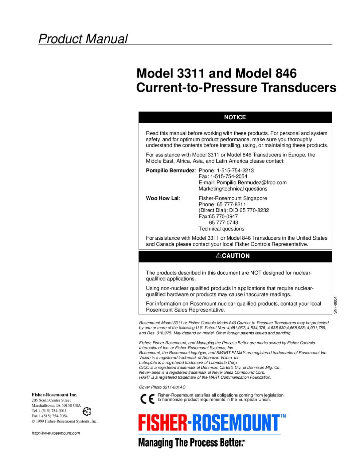 3311 & 846 Transducer Instruction Manual by RMC Process Controls ...