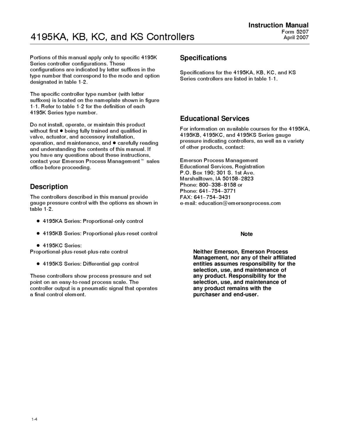 4195KA~KB~KC~KS Instruction Manual April 2007 by RMC Process Controls ...