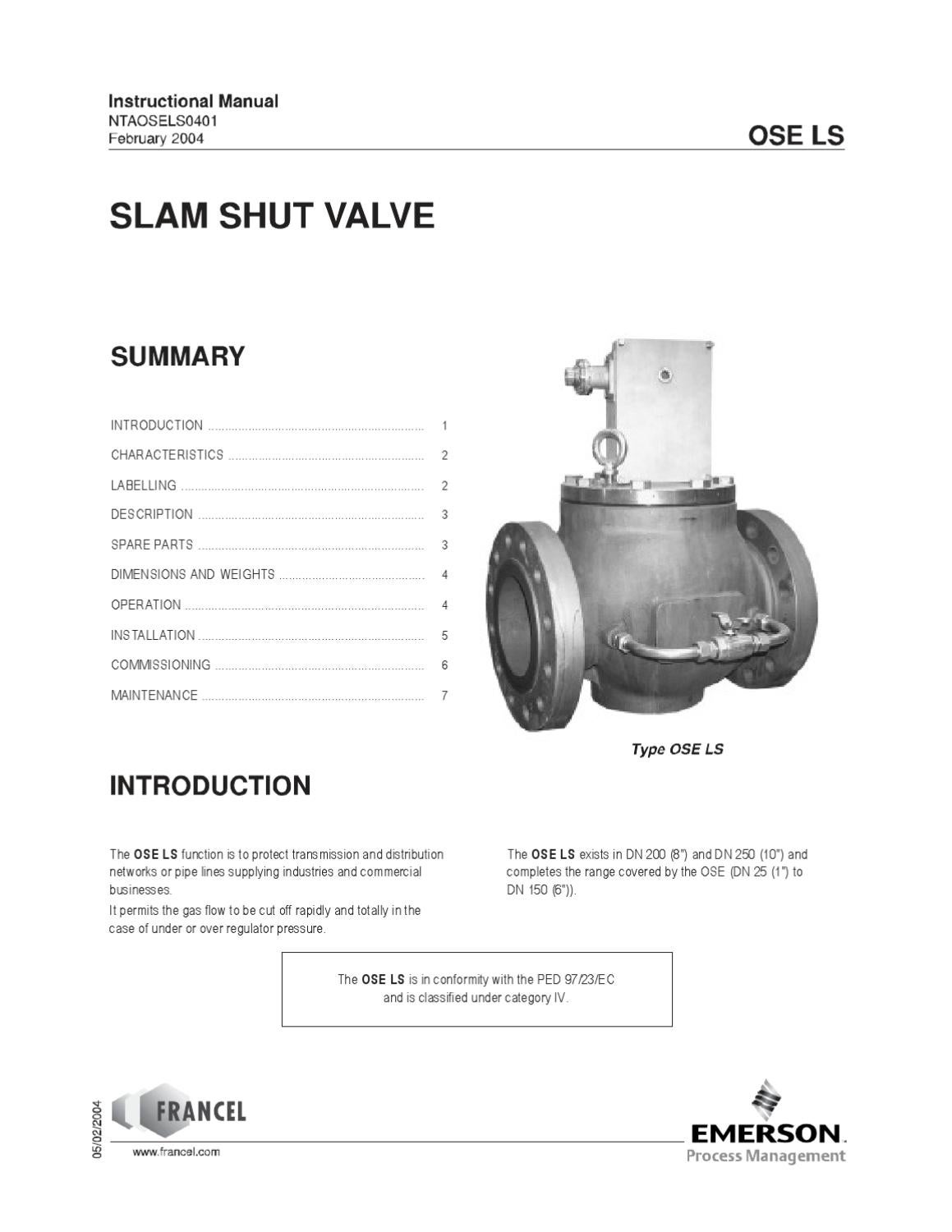 OSE-LS Slam-Shut Instruction Manual by RMC Process Controls ...