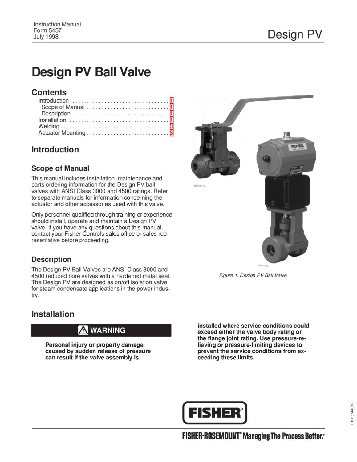 PV Ball Valve Instruction Manual by RMC Process Controls & Filtration ...