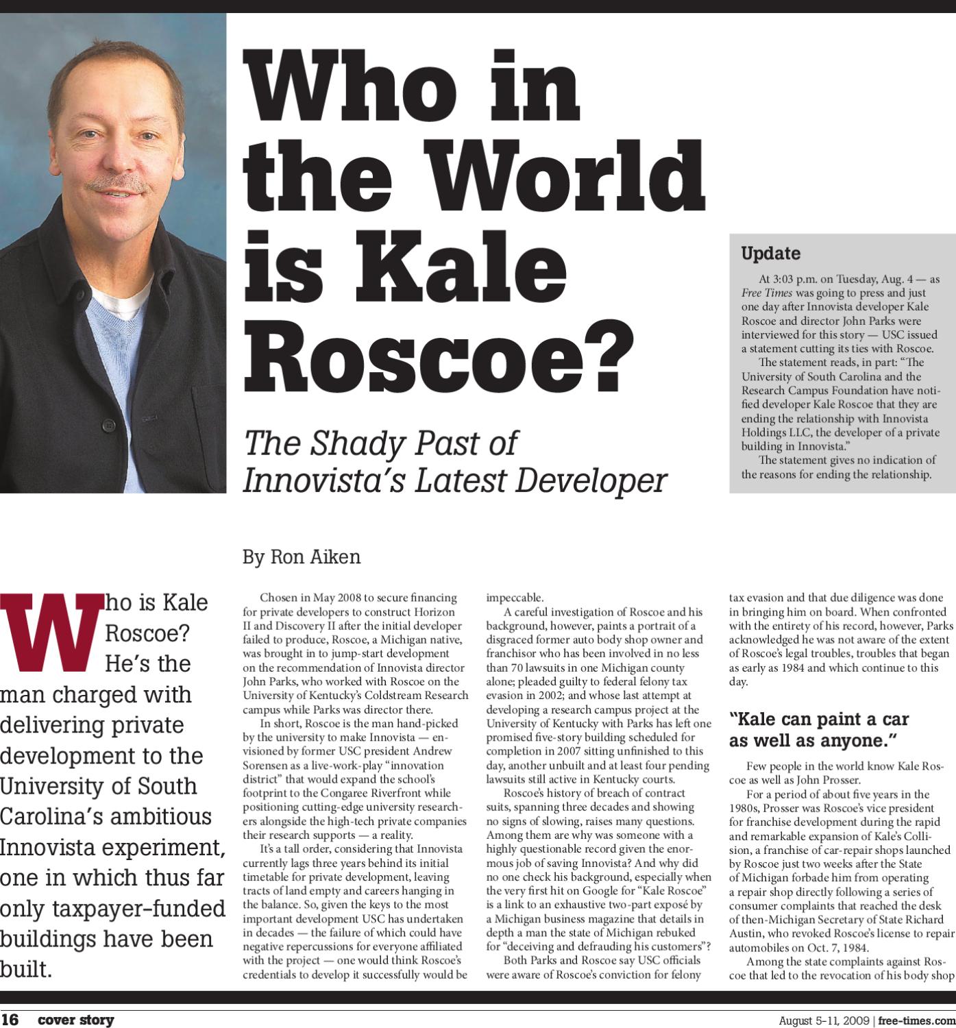 Who in the World is Kale Roscoe? by Free Times - Issuu