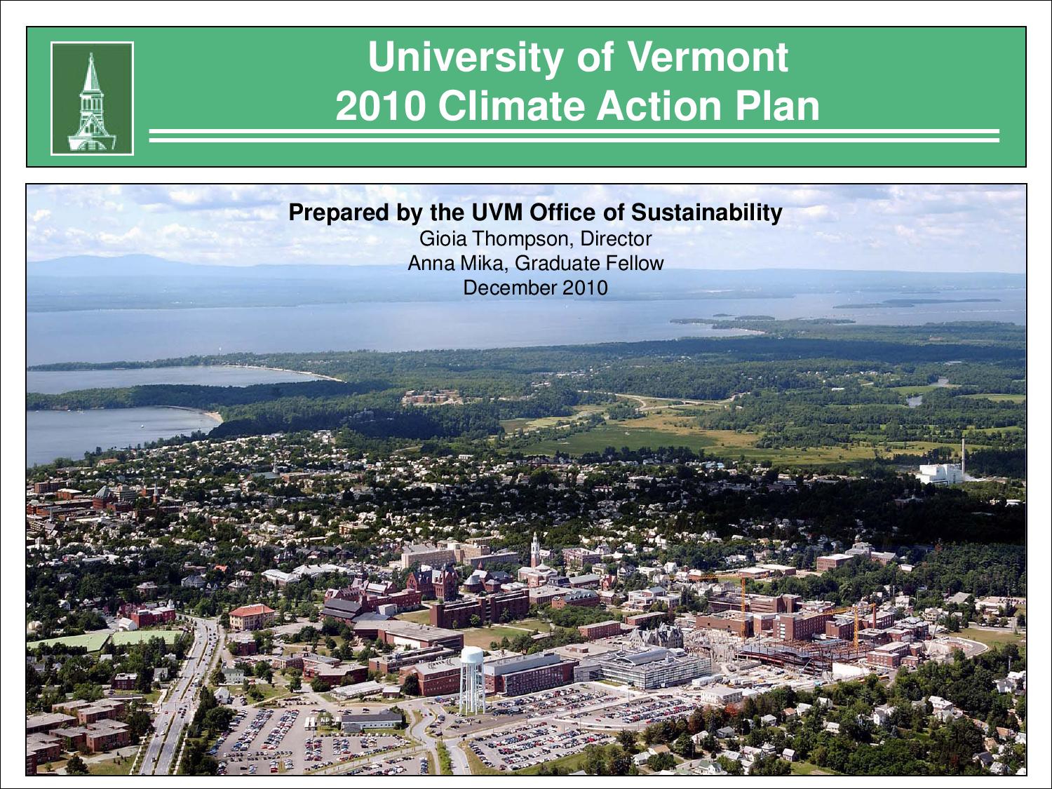University of Vermont Climate Action Plan by UVM Office of ...