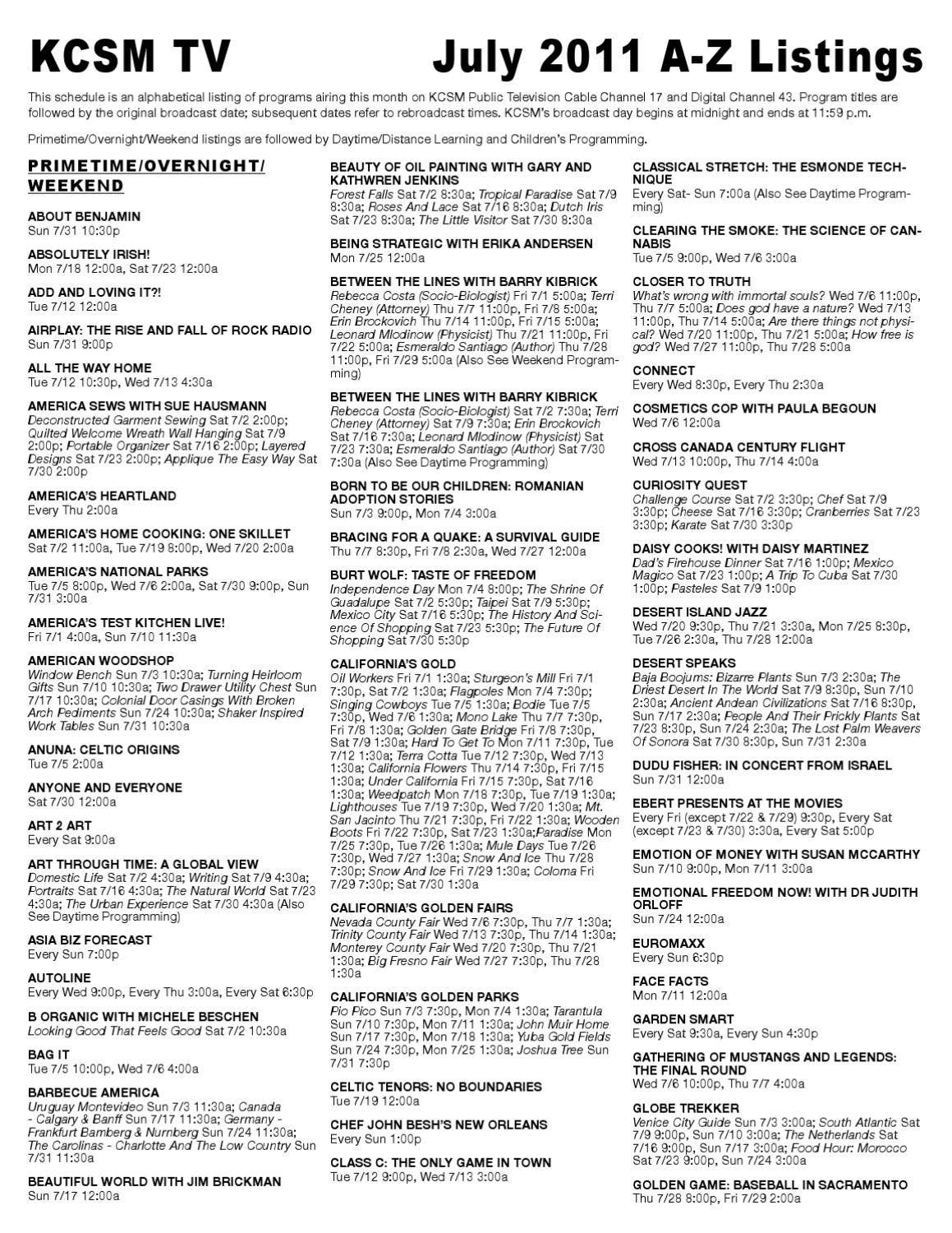 KCSM July 2011 A-Z Listings by KCSM-FM Jazz 91 - Issuu