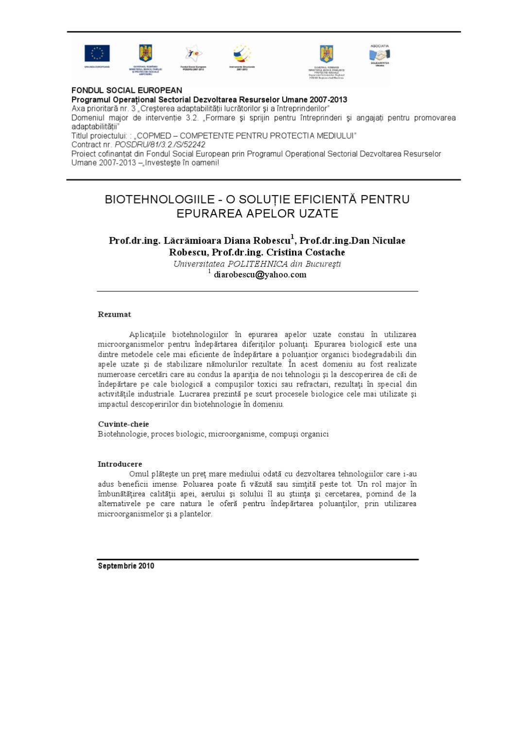 Biotehnologiile o solutie eficienta by Octavian Turcu - Issuu