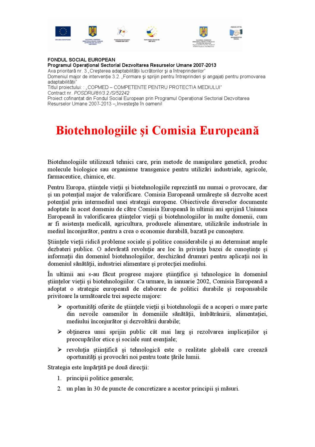 Biotehnologiile si UE by Octavian Turcu - Issuu