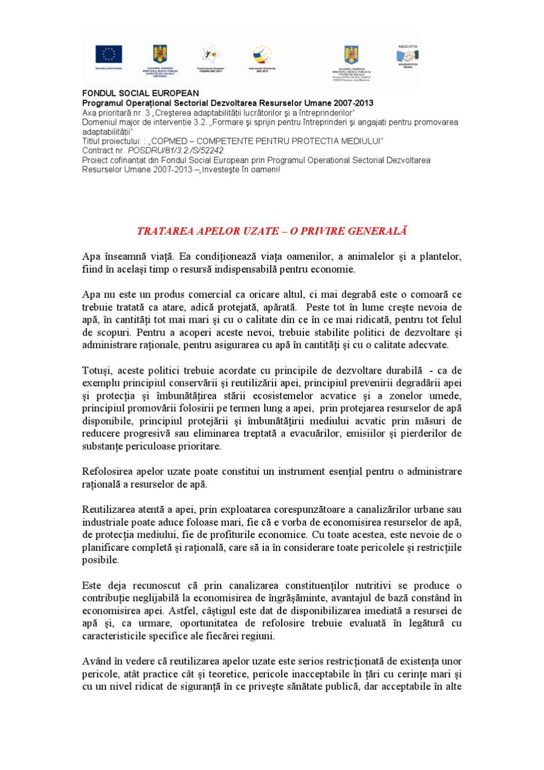 TRATAREA APELOR UZATE O PRIVIRE GENERALA by Octavian Turcu - Issuu