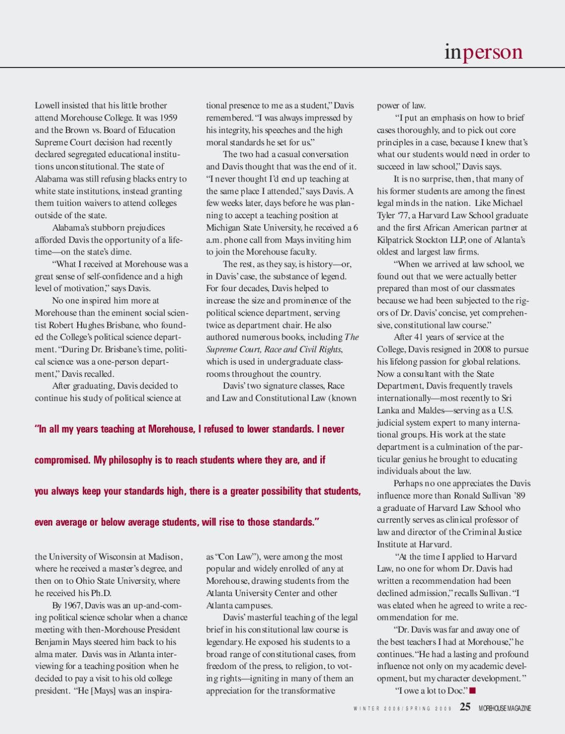 Morehouse Magazine Winter 2008/Spring 2009 by Morehouse College - Issuu