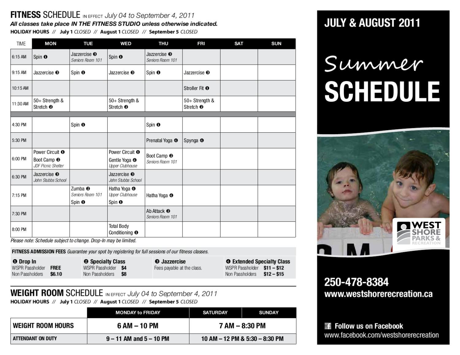 July-August Counter Schedule by West Shore Parks & Recreation - Issuu