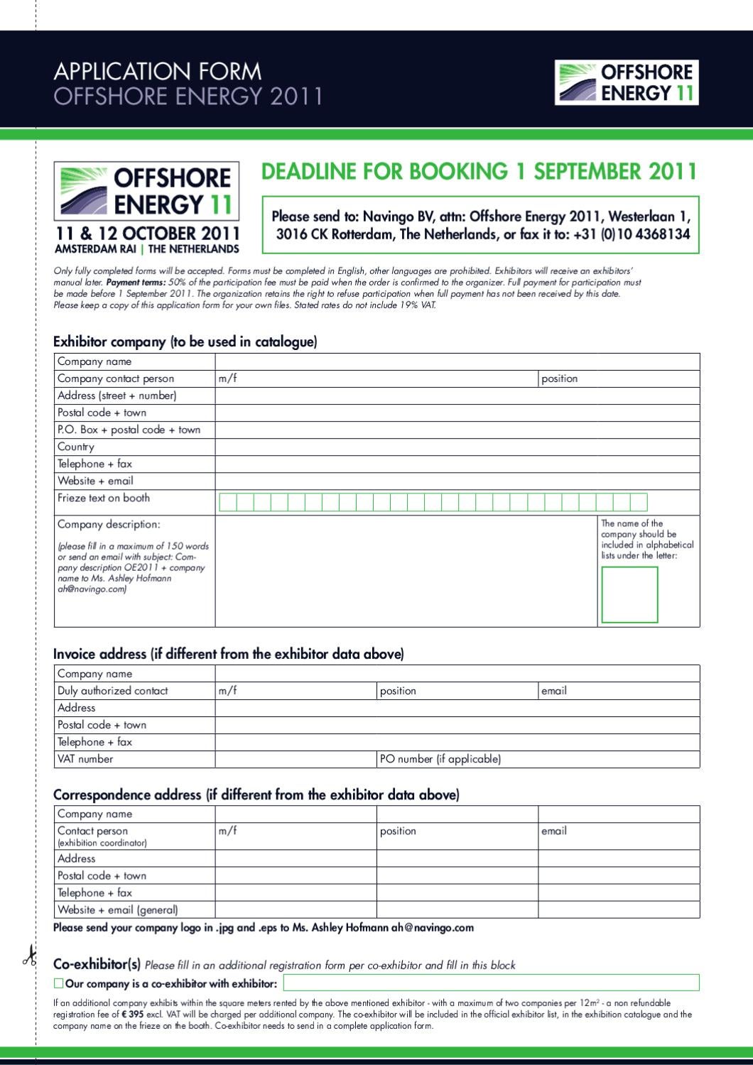 Application Form Offshore Energy 2011 by Navingo BV - Issuu