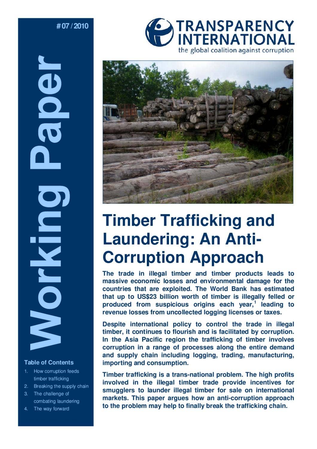 Working Paper No 07/2010:Timber Trafficking and Laundering: An Anti ...