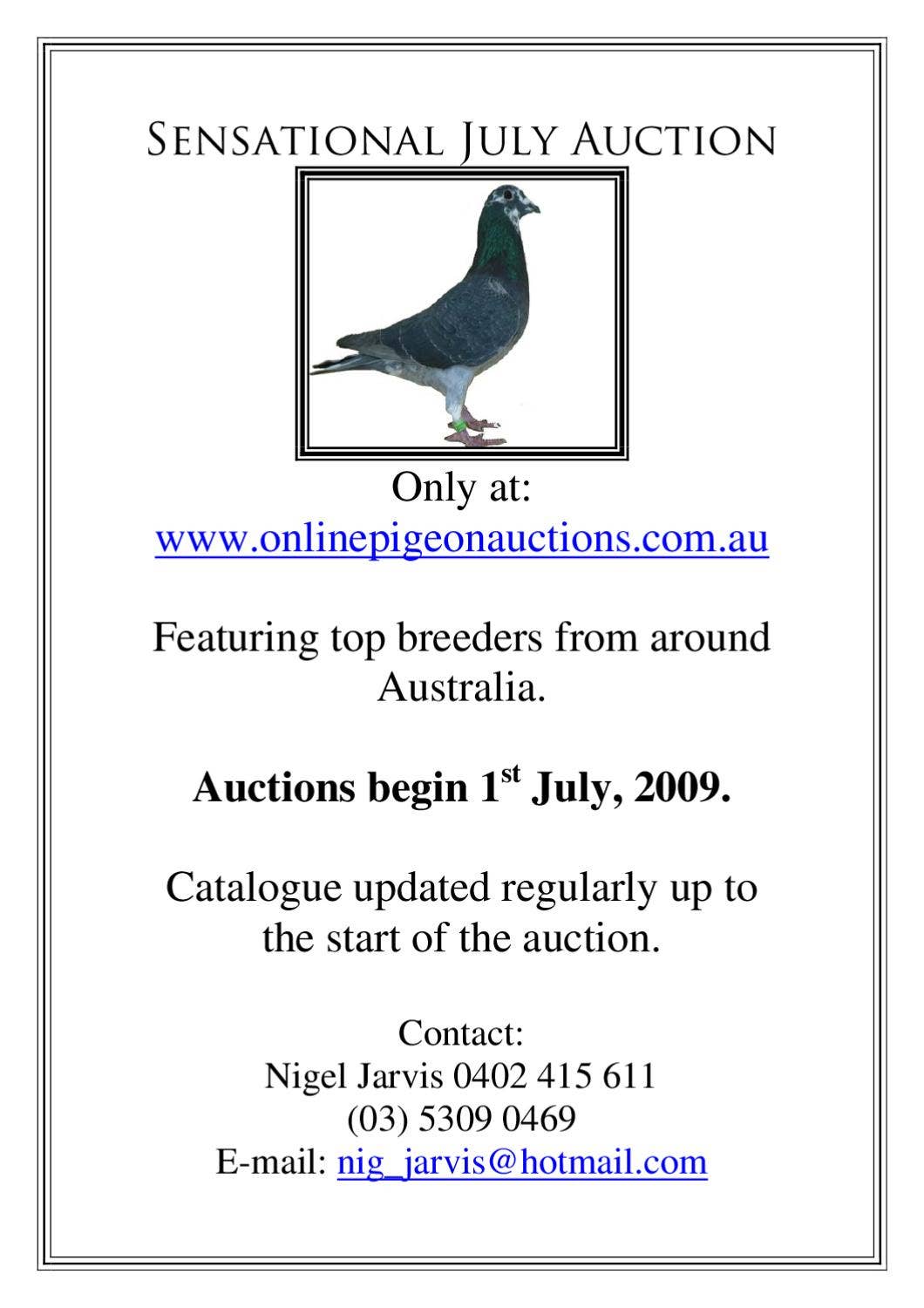 Online Pigeon Auctions 1st July 2009 by Australian Pigeon Catalogues ...