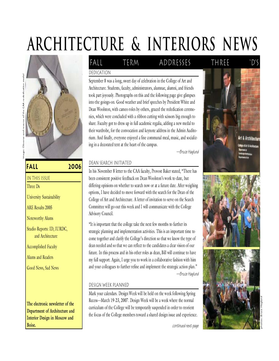 Architecture & Interior Design Fall 2006 Newsletter by The University ...