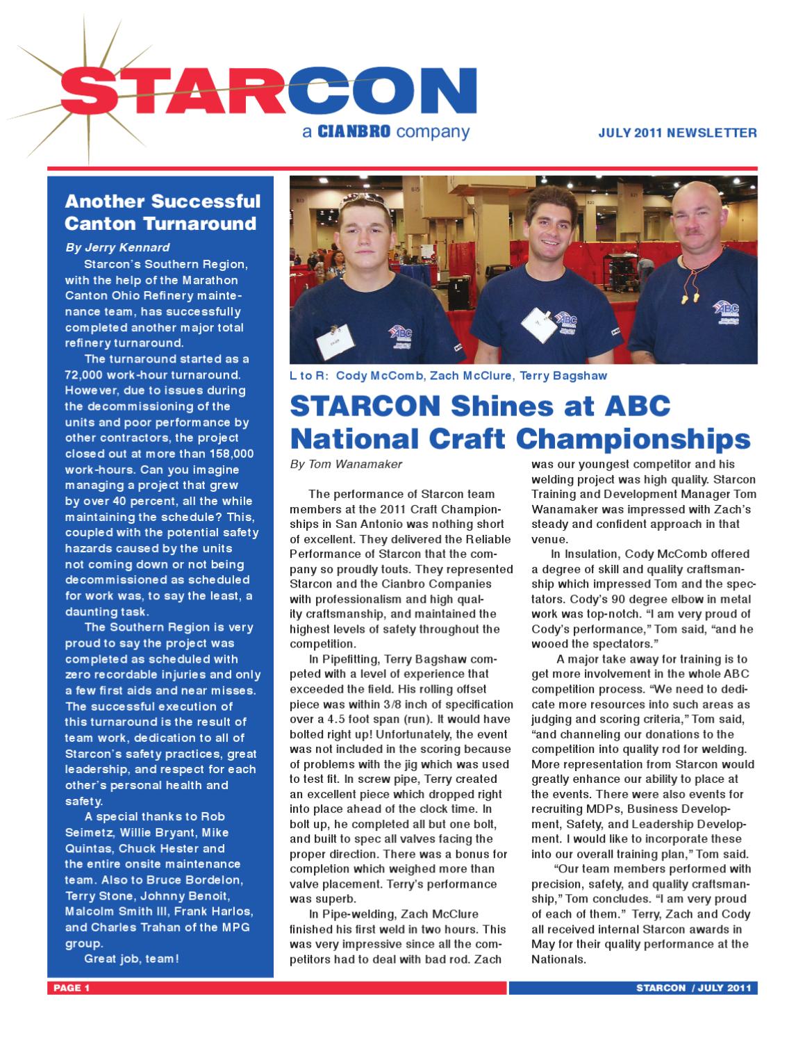Starcon July 2011 Newsletter by Cianbro Corporation - Issuu