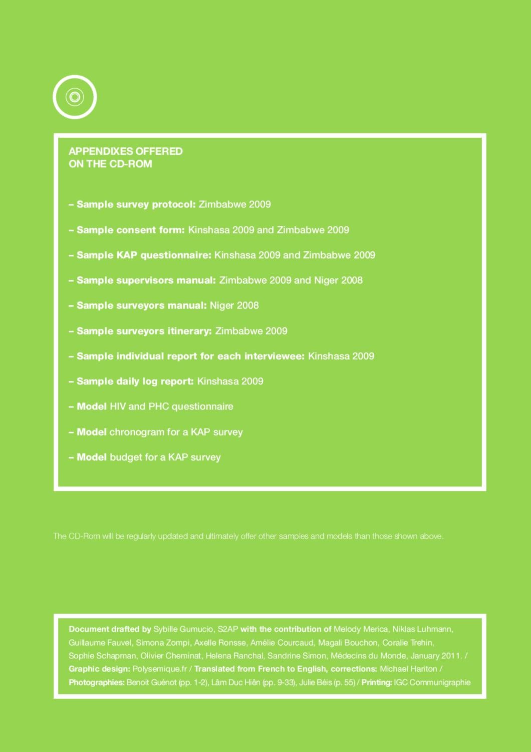 The KAP survey model (Knowledge, Attitude and Practices) by Médecins du ...