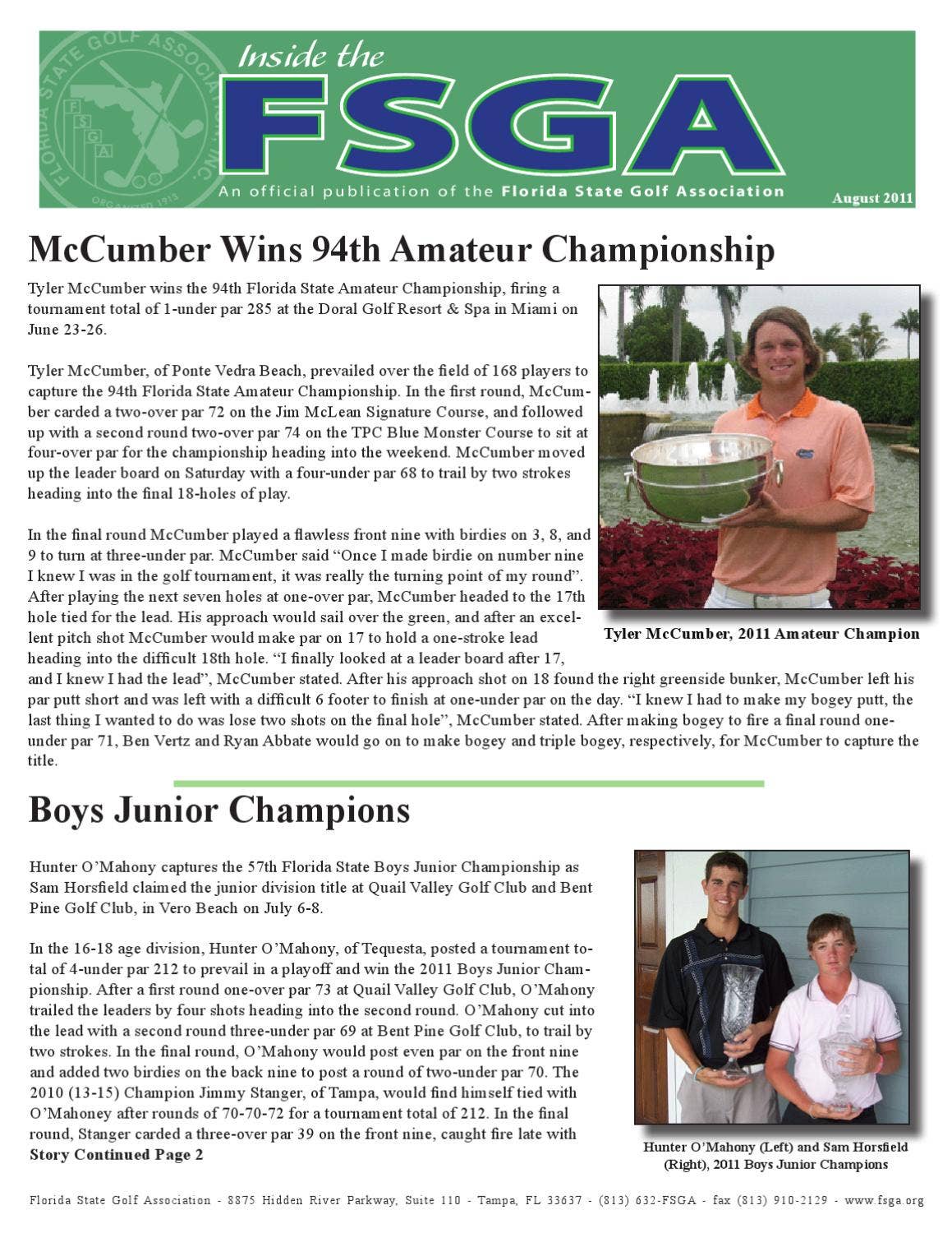 Inside the FSGA - August by Florida State Golf Association - Issuu