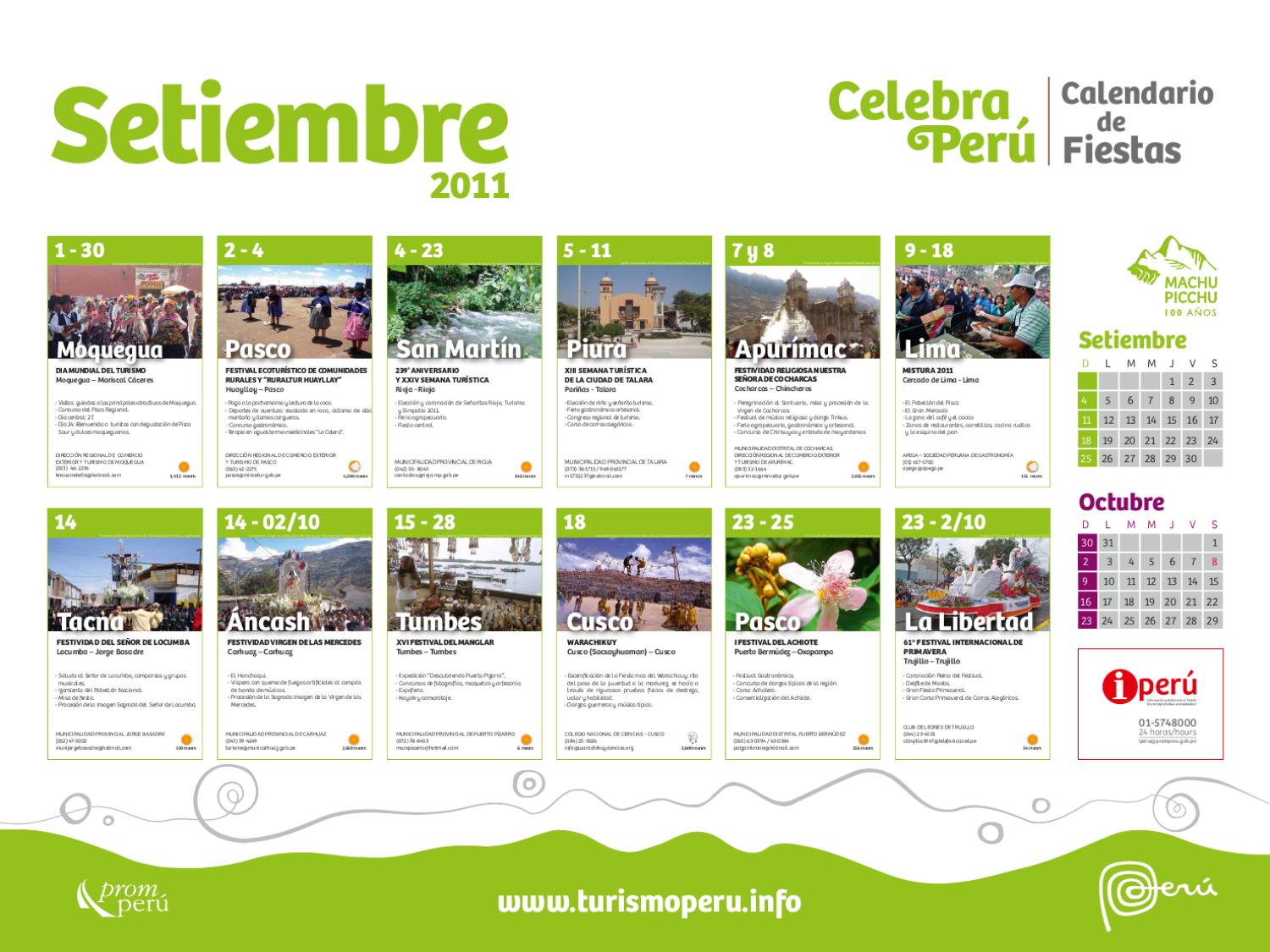 Calendario de Fiestas - Setiembre 2011 by Visit Peru - Issuu