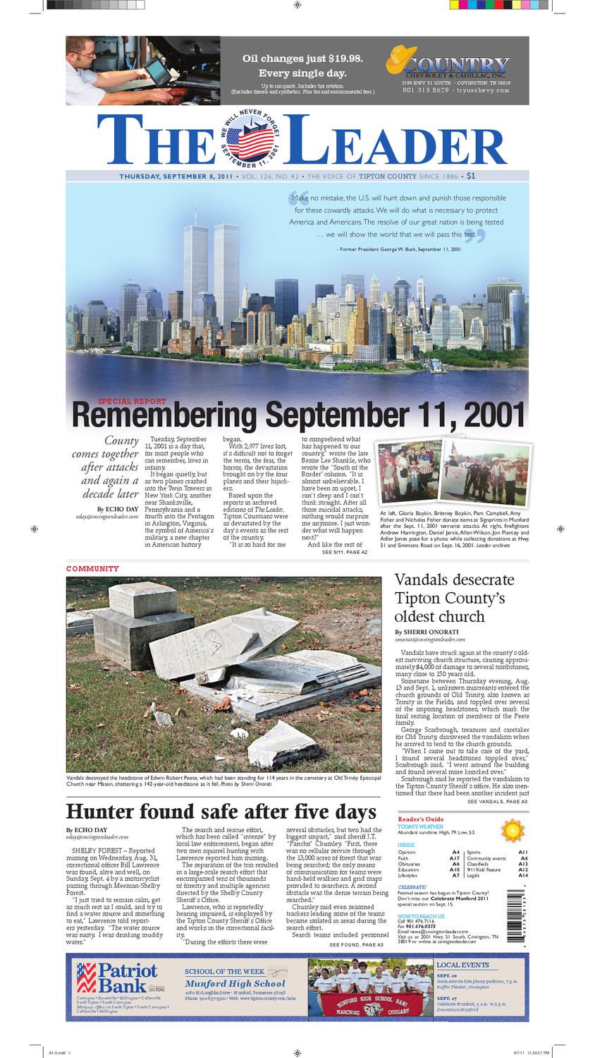 Weekly edition of The Leader - Sept. 8, 2011 by The Leader - Issuu