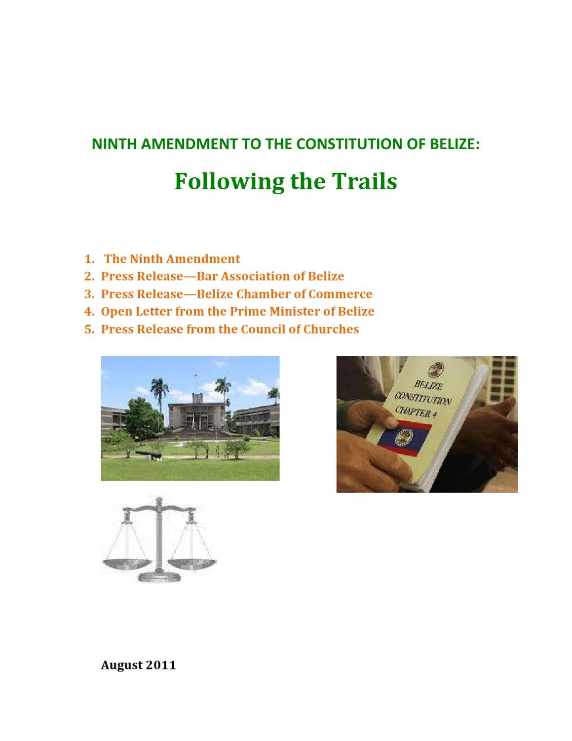 Ninth Amendment to the Constitution of Belize--Updated: Tracking the ...