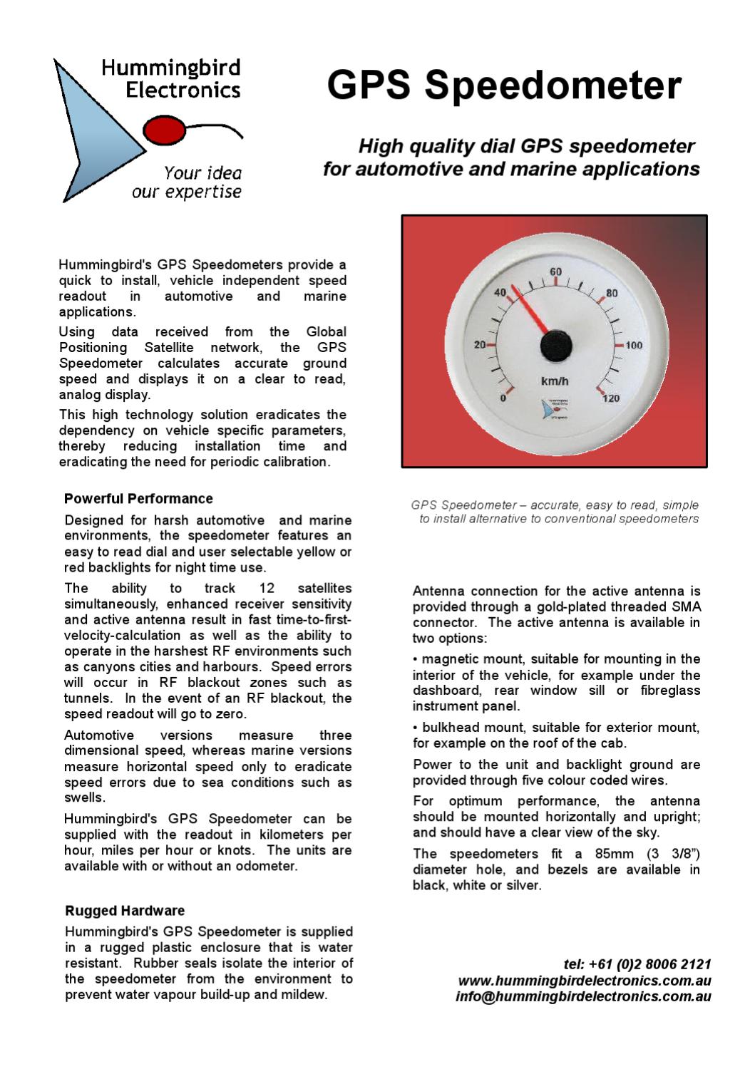 /Hummingbird%20Analogue%20GPS%20Speedometer by howard instruments - Issuu
