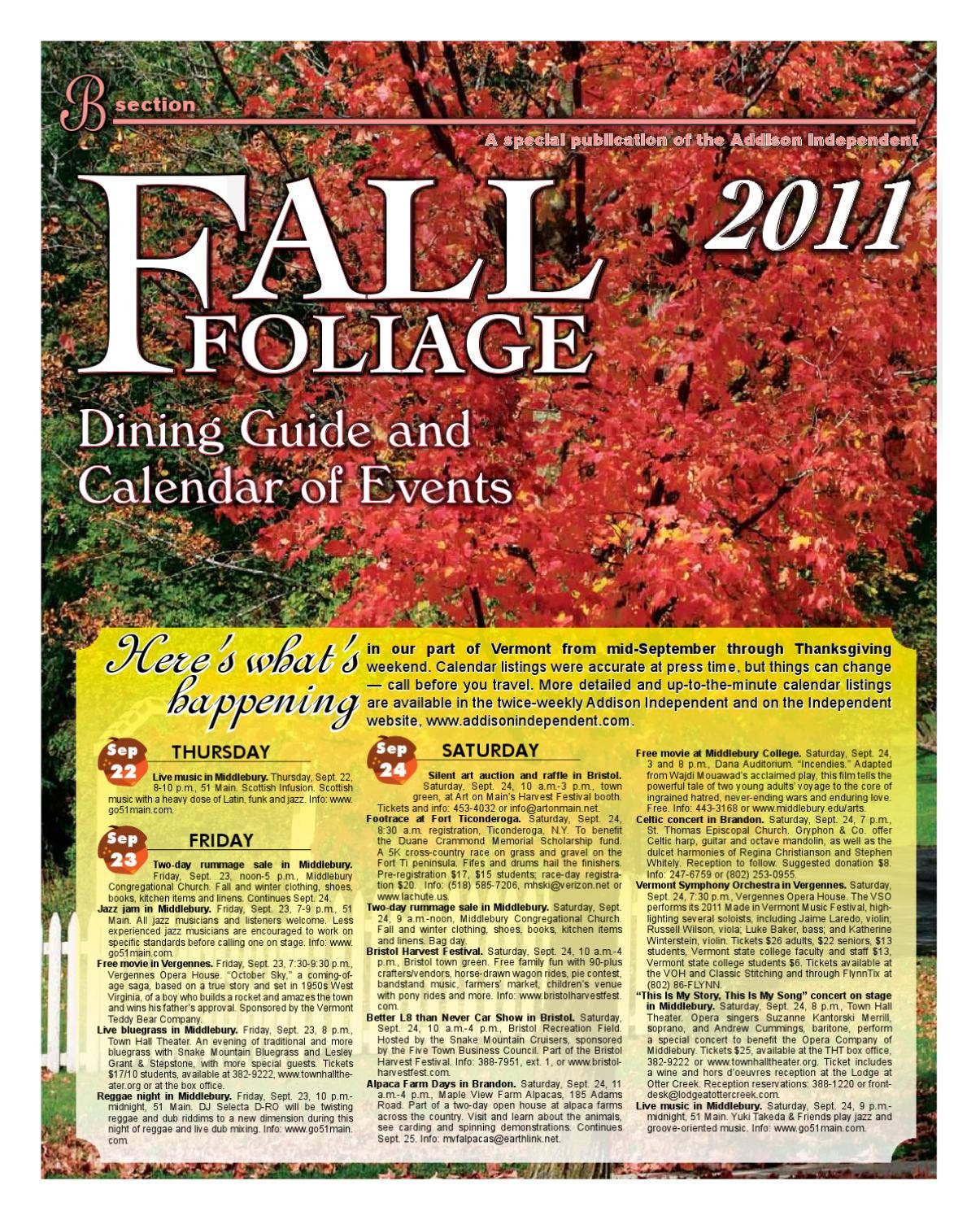 Addison Independent Fall Guide (Section B) by AddisonPress - Issuu