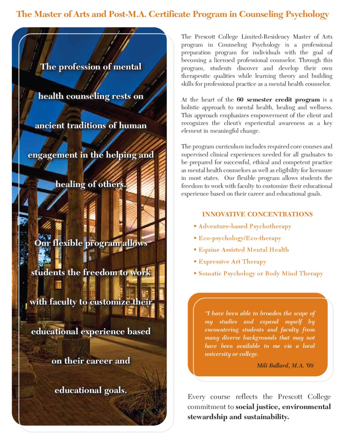 Master of Arts Program in Counseling Psychology by Prescott College - Issuu