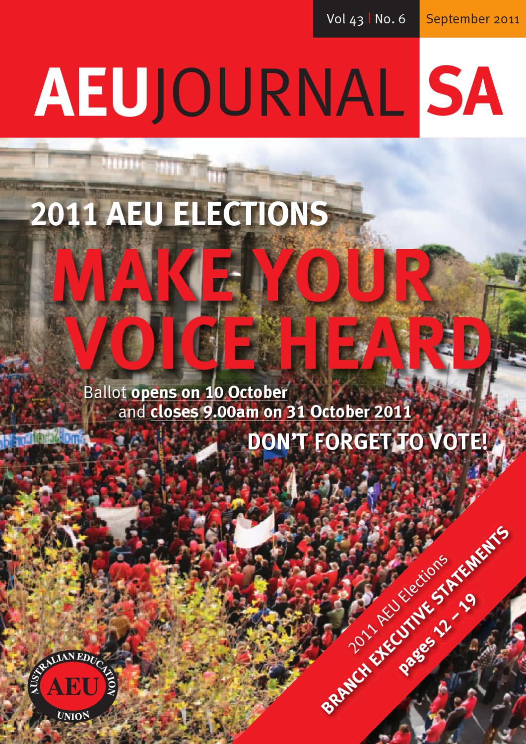 AEU Journal Vol 43. No. 6 by Australian Education Union (SA Branch) - Issuu