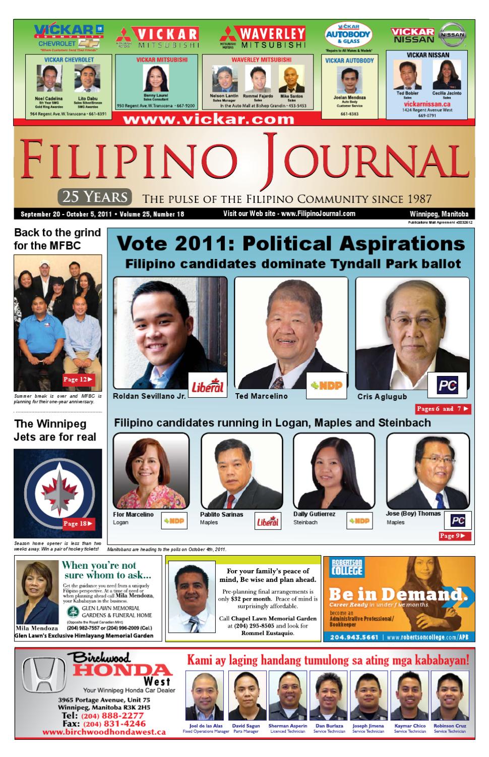 Filipino Journal Winnipeg Volume 25 Number 18 by Filipino Journal - Issuu