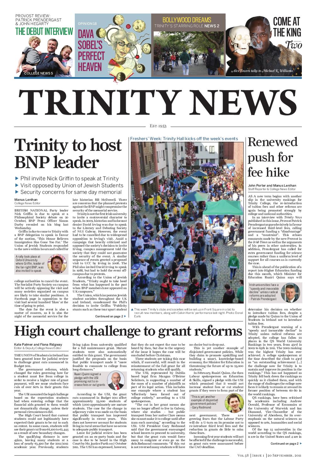 Issue 1 Volume 58 Trinity News by Trinity News - Issuu