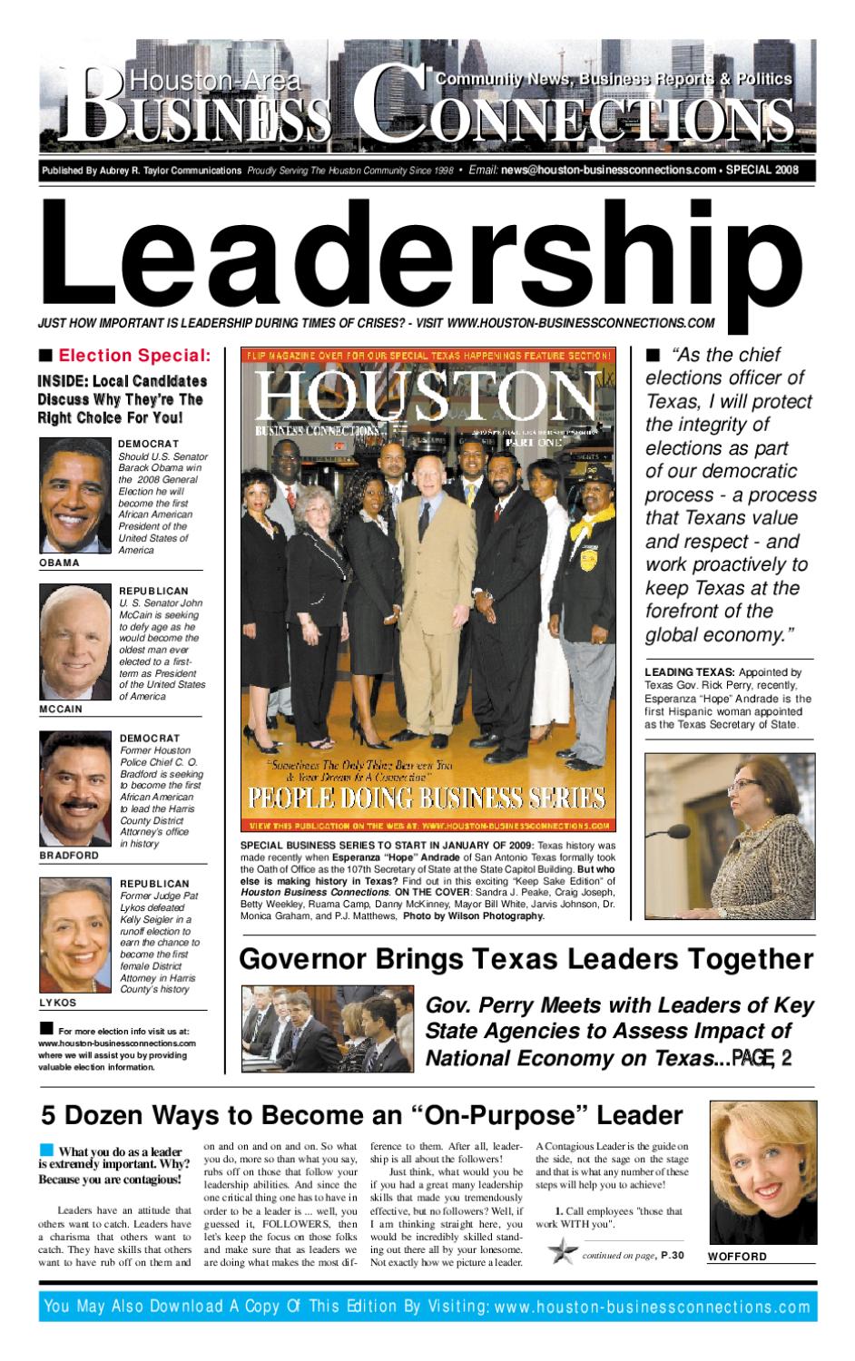 November 2008 Houston Business Connections Newspaper by Aubrey R ...