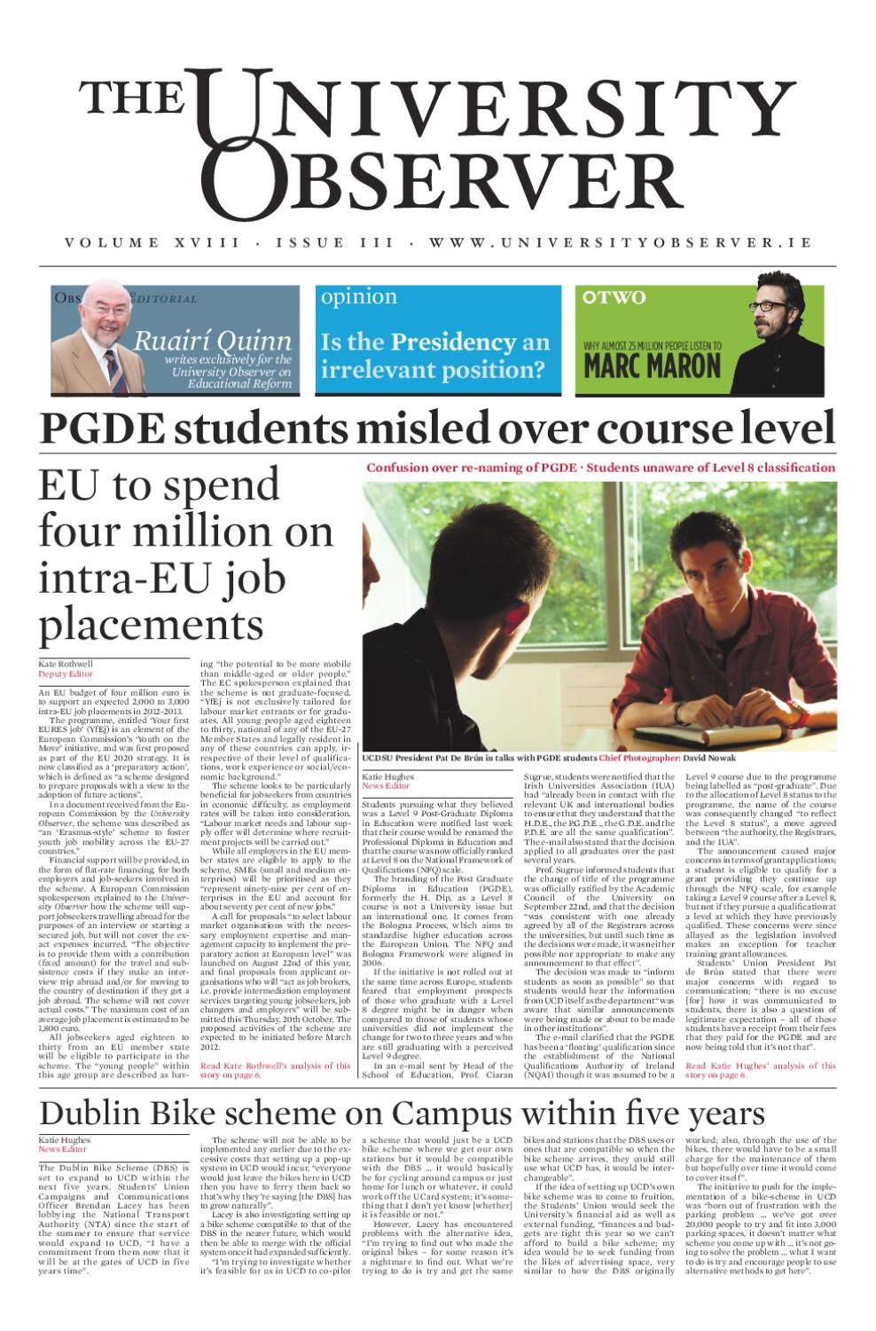 University Observer Volume XVIII - Issue 3 by The University Observer ...