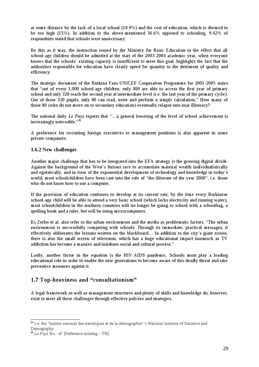 Study on the effects of structural adjustment policies in Burkina Faso ...