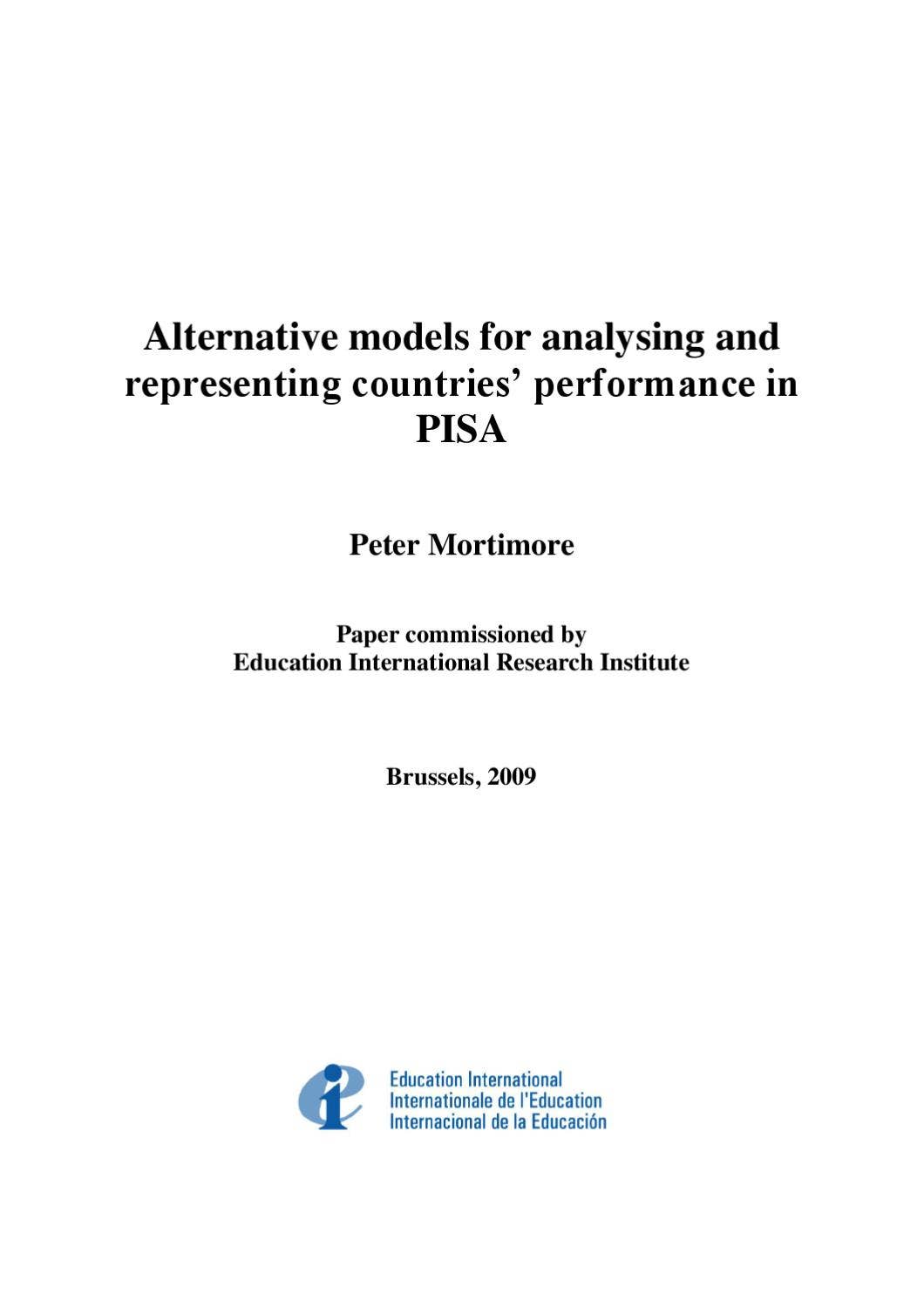 Alternative models for analysing and representing countries ...