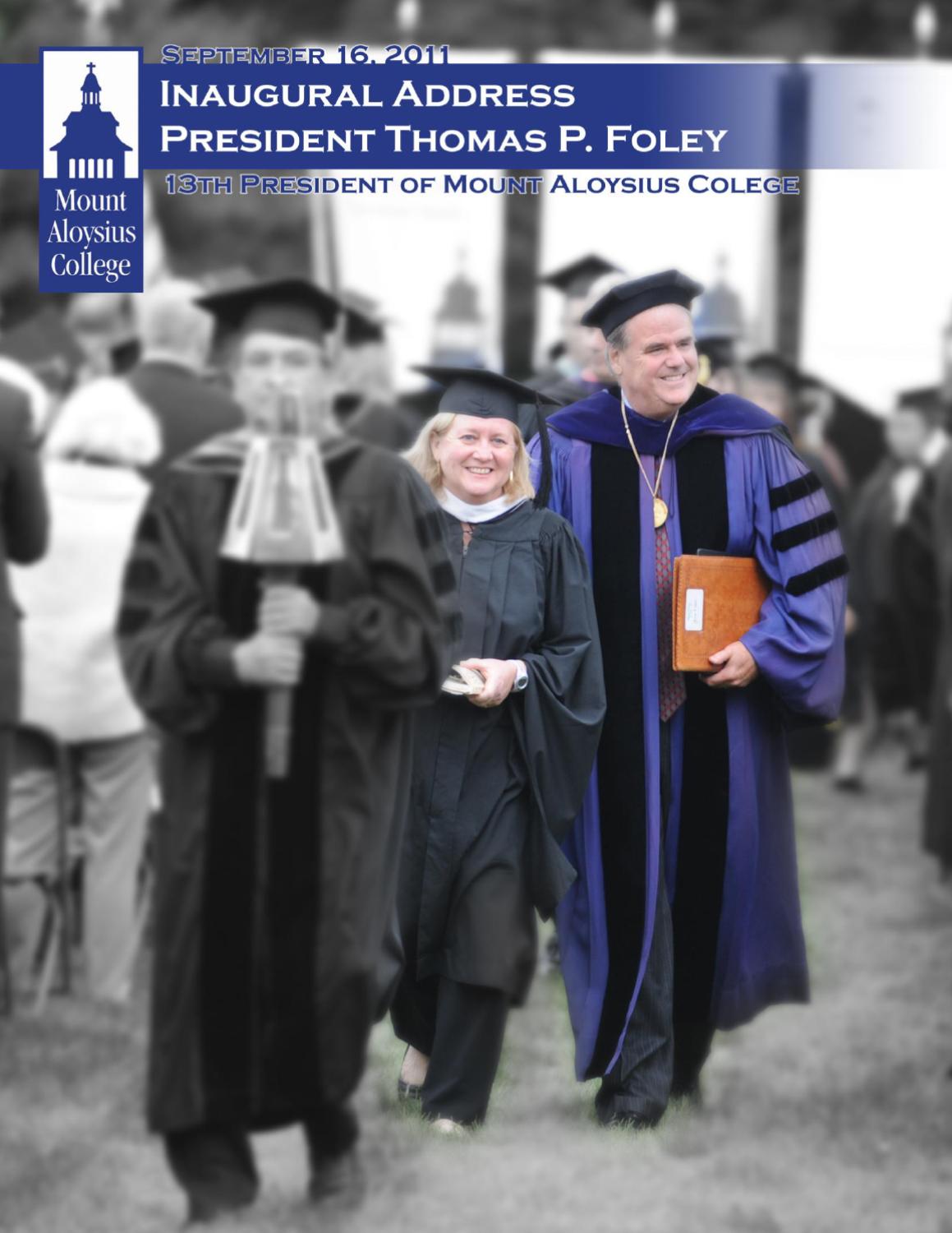 Inaugural Address - President Thomas P. Foley by Mount Aloysius College ...