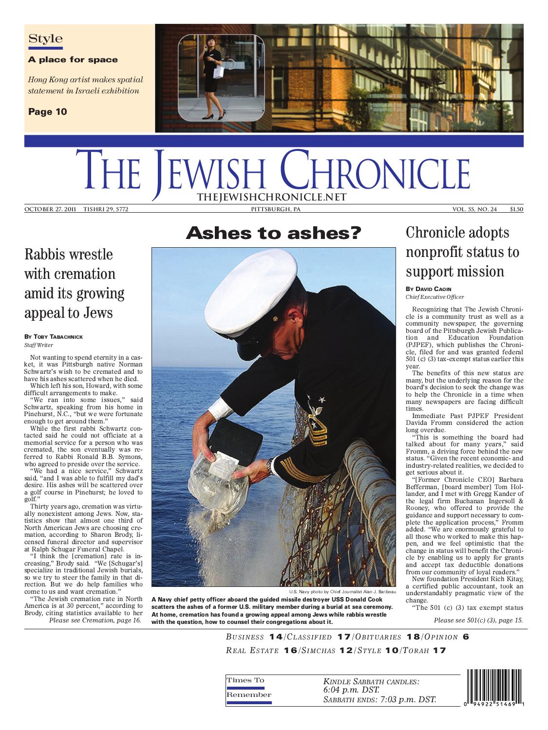 The Jewish Chronicle Oct. 27, 2011 by Pittsburgh Jewish Chronicle - Issuu