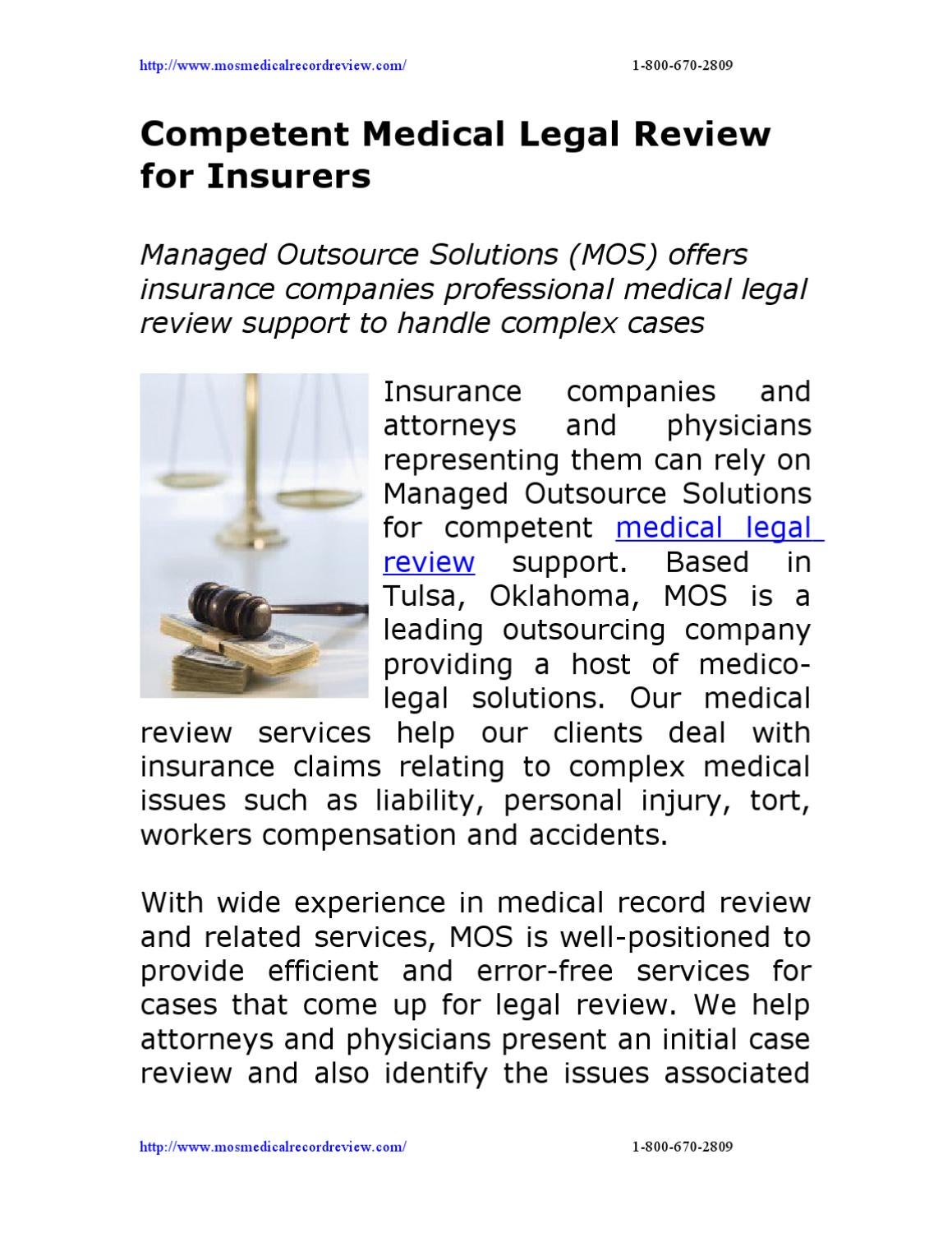 Competent Medical Legal Review for Insurers by MOS Medical Reviews - Issuu