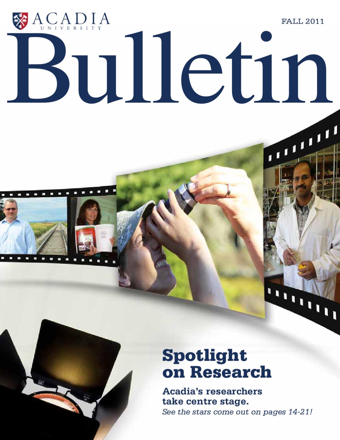 The Bulletin Fall 2011 by Acadia University - Issuu