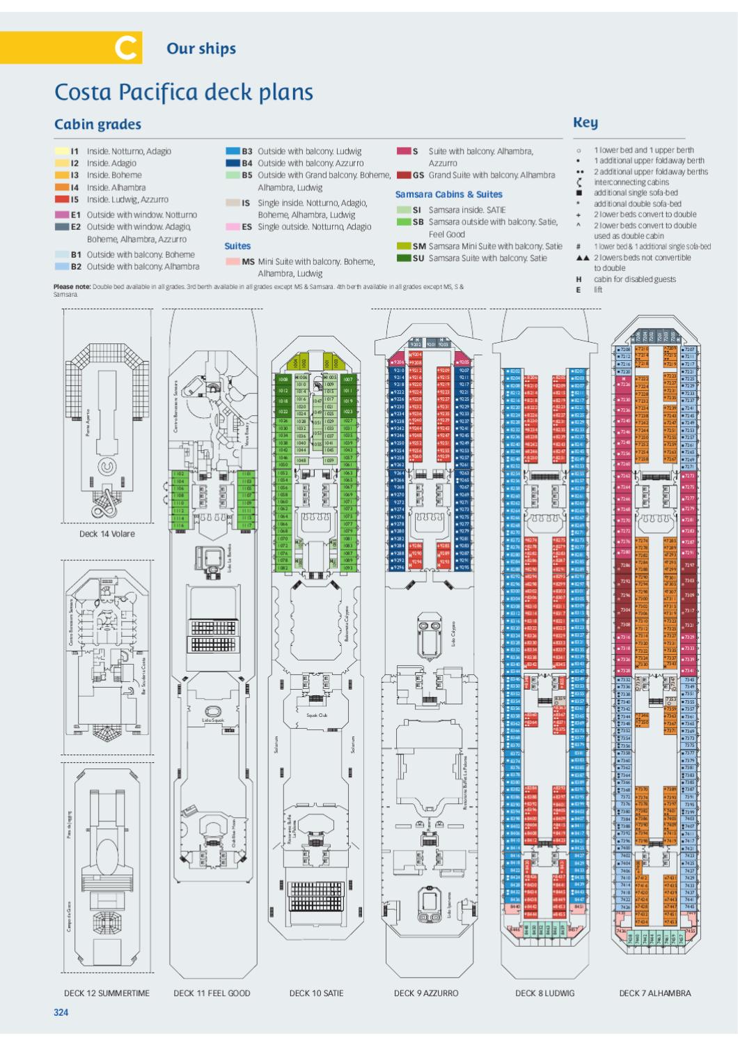 COSTA PACIFICA DECK PLANS SATUR by SATUR TRAVEL, a.s. - Issuu