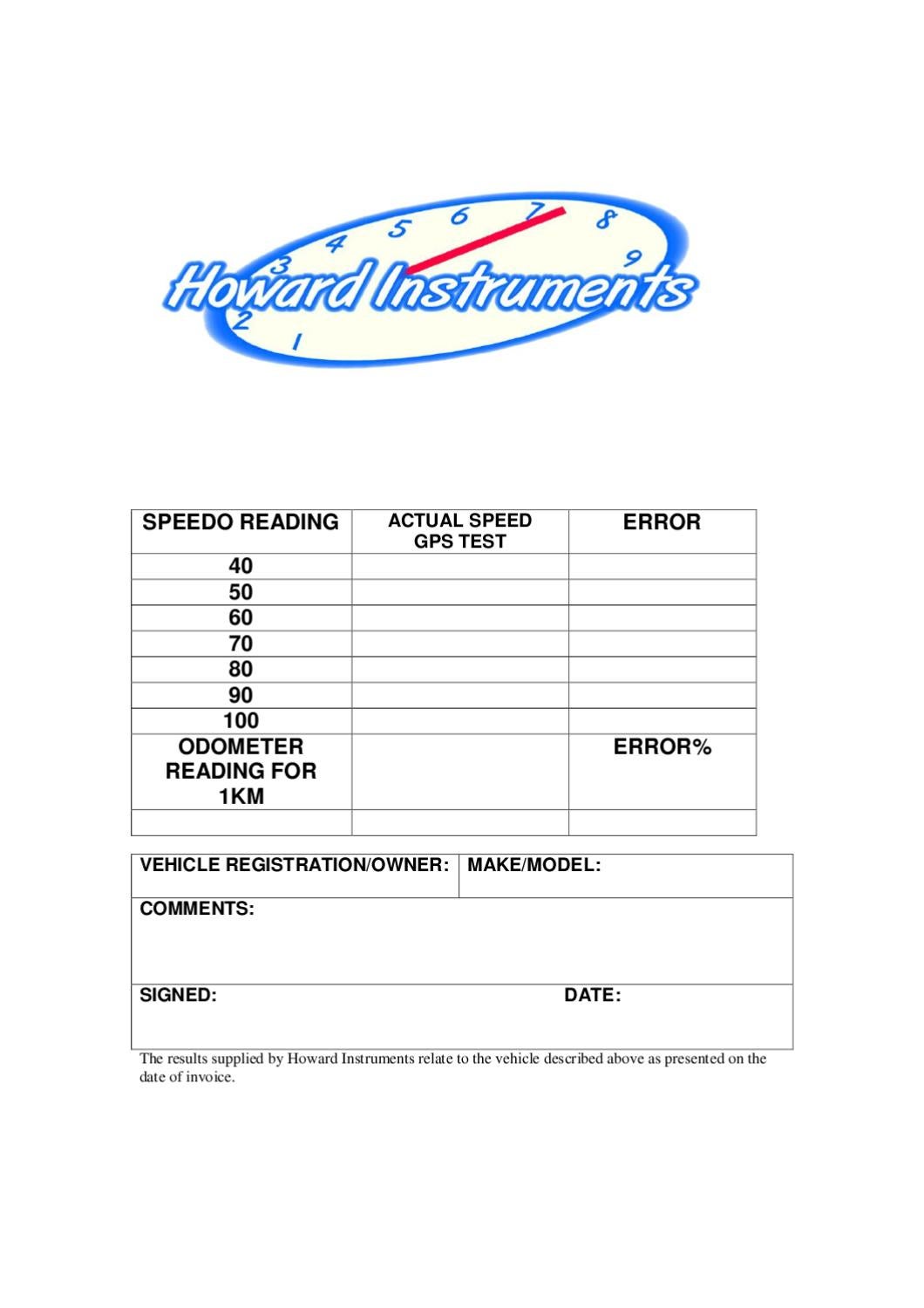 /Howard%20Instruments%20Speedometer%20Calibration% by howard ...