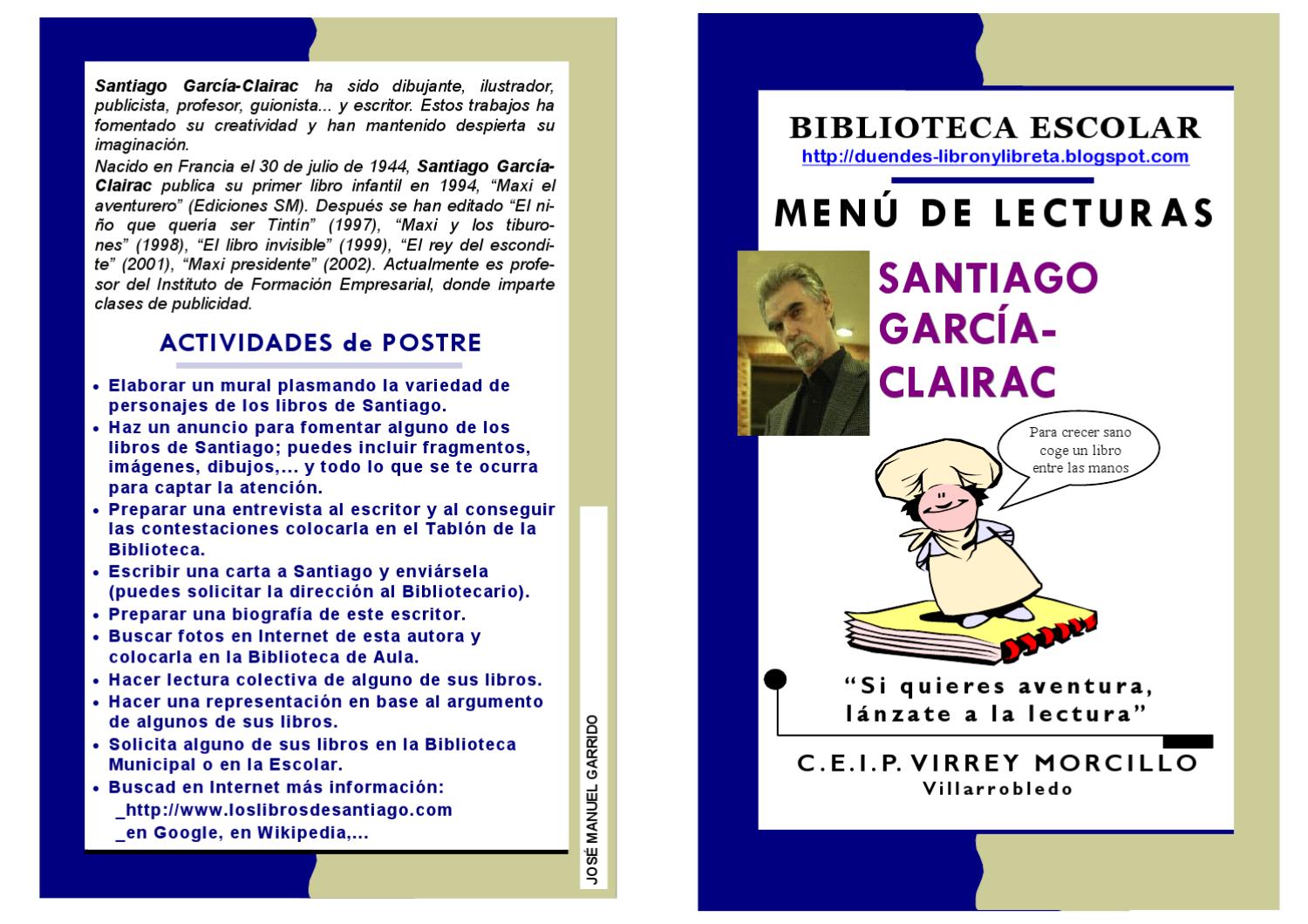 Menu de lectura - Santiago Garcia-Clairac by José Manuel Garrido ...