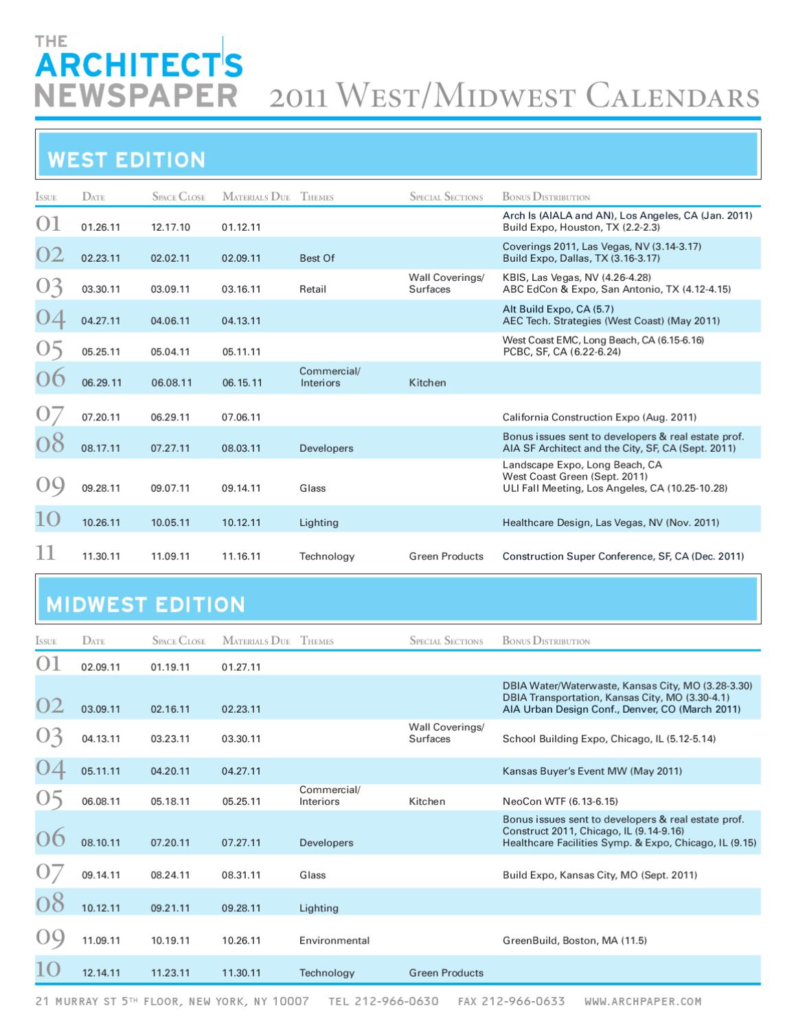 /2011_Midwest_calendar by The Architect's Newspaper - Issuu