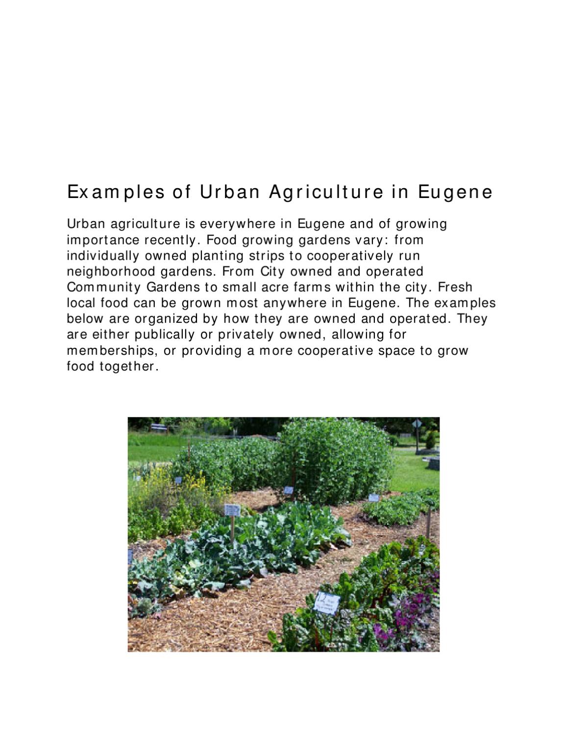 Examples of Urban Agriculture in Eugene by City of Eugene - Issuu