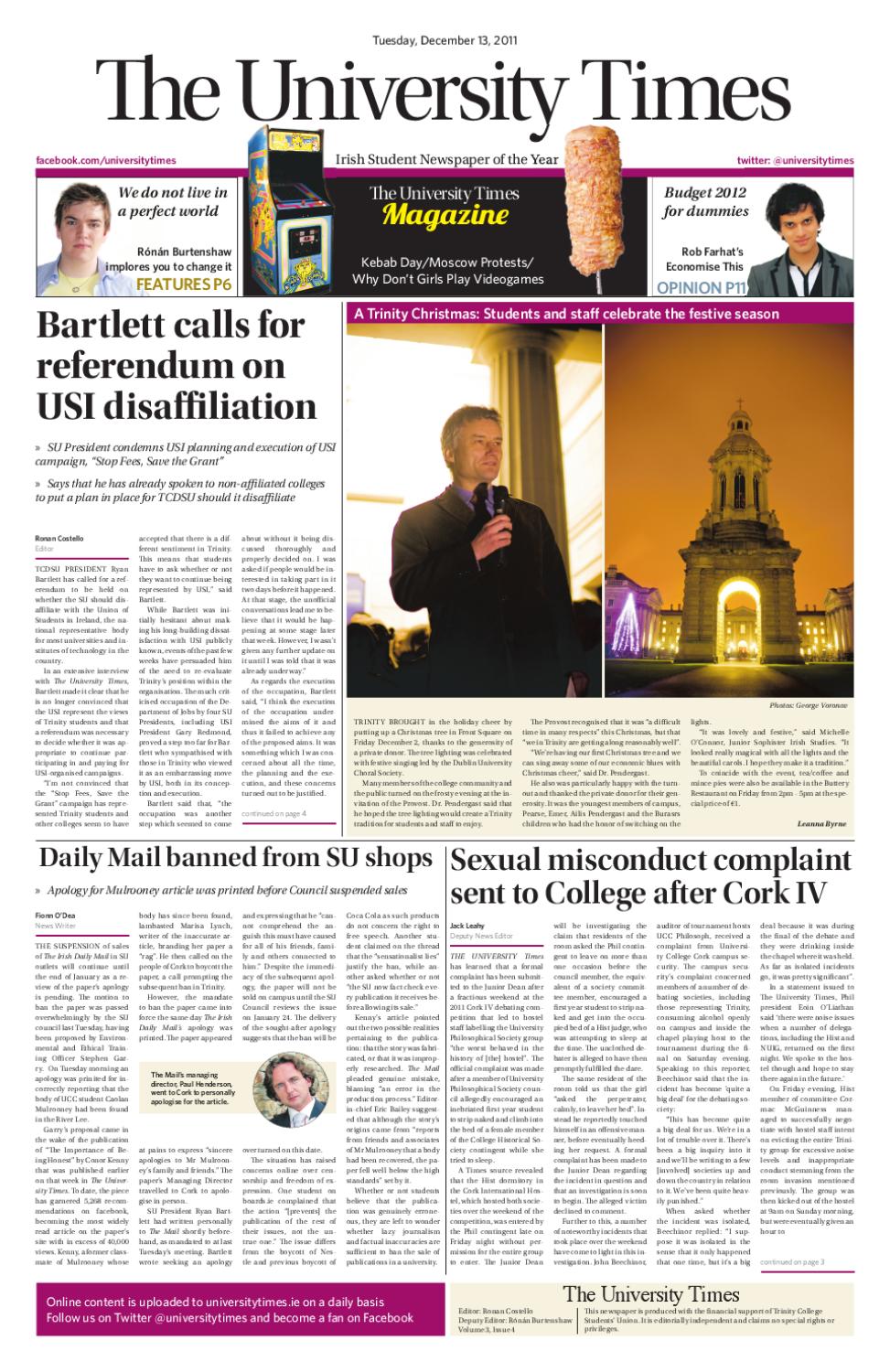 The University Times, Issue 4, Volume 3, December 13 2011 by The ...