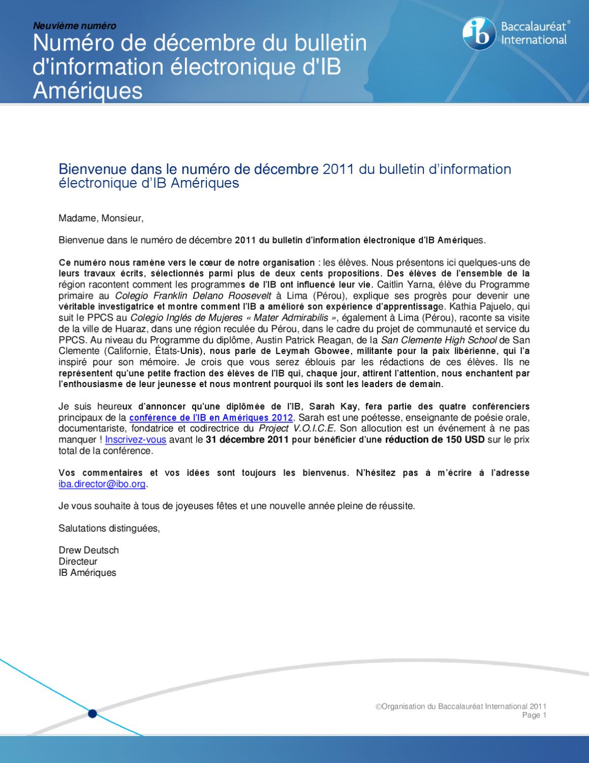 Bulletin d’information électronique d’IB Amériques_décembre by ...